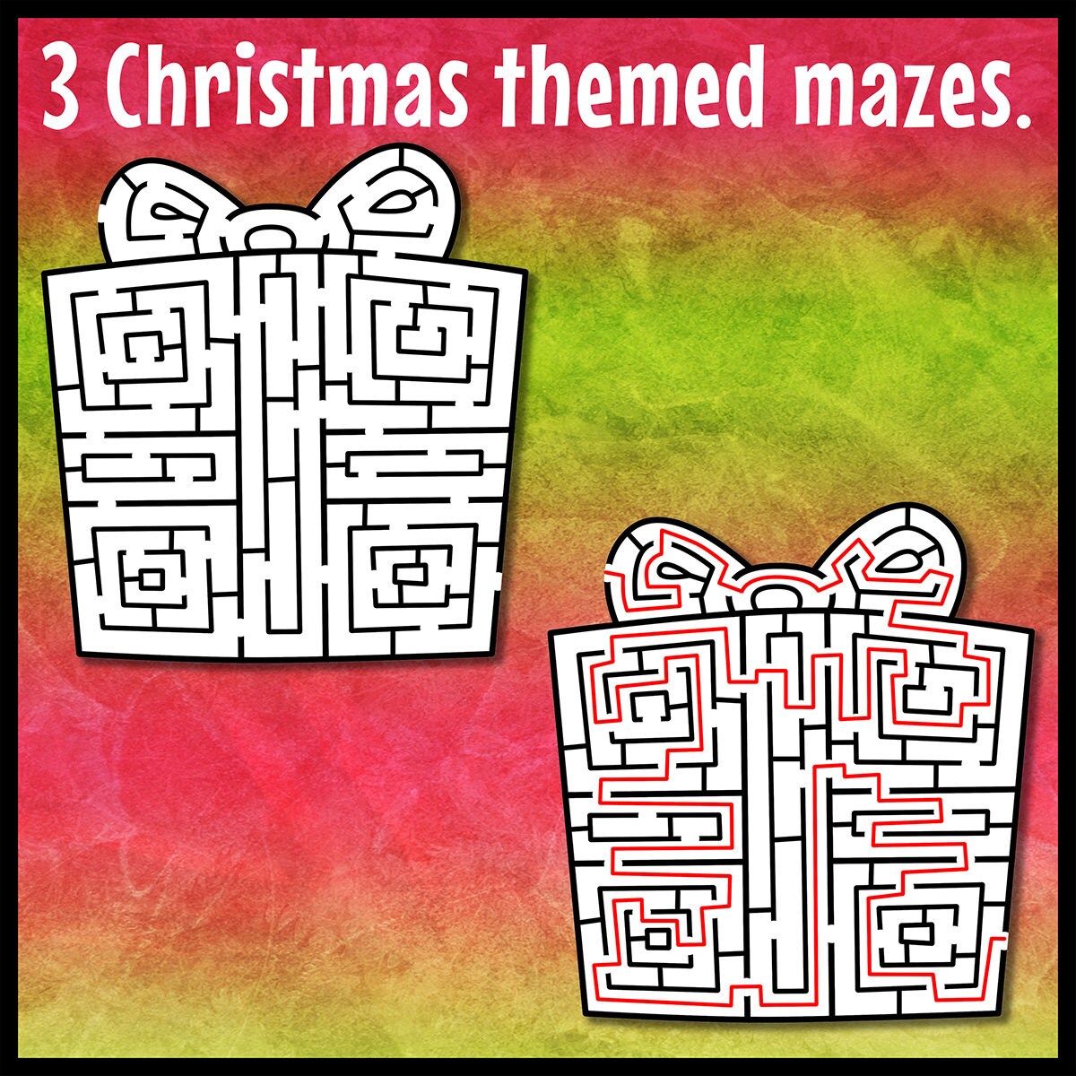 Christmas Maze Clip Art Set 1, Christmas Clip Art, Mazes With Solutions ...