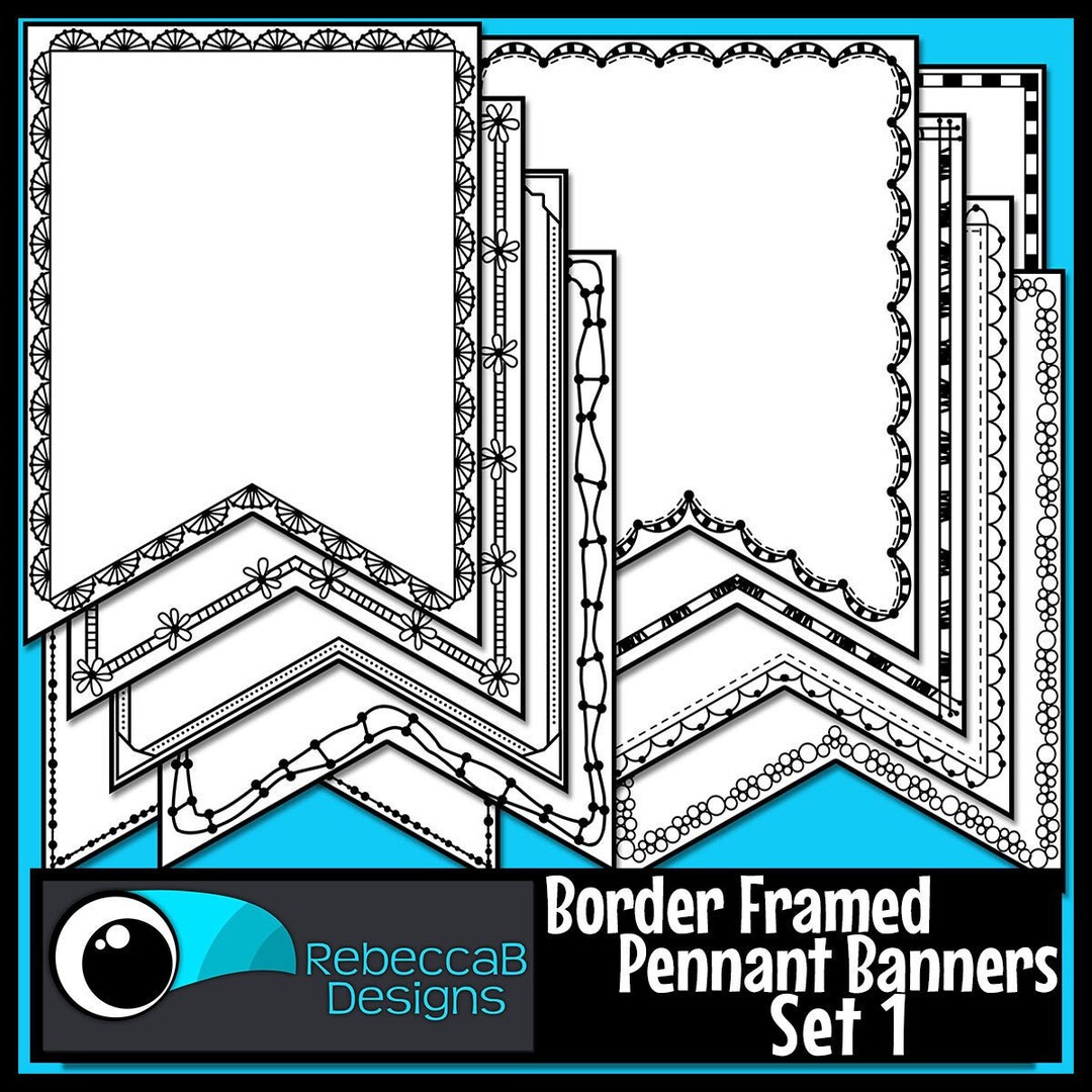 Border Framed Pennant Banners Clip Art Set 1, Pennant Borders Clip Art ...