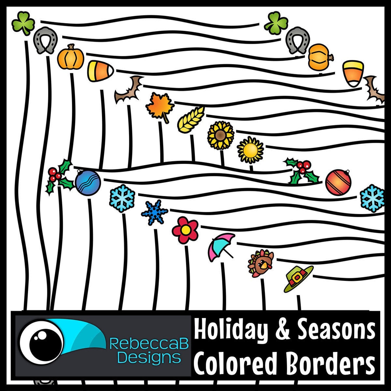 Holiday and Seasons Colored Borders Clip Art, Borders, Holiday Colored ...