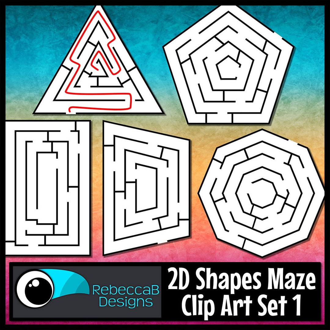2D Shapes Maze Clip Art Set 1, Maze Clip Art, 2D Shapes, Mazes and ...