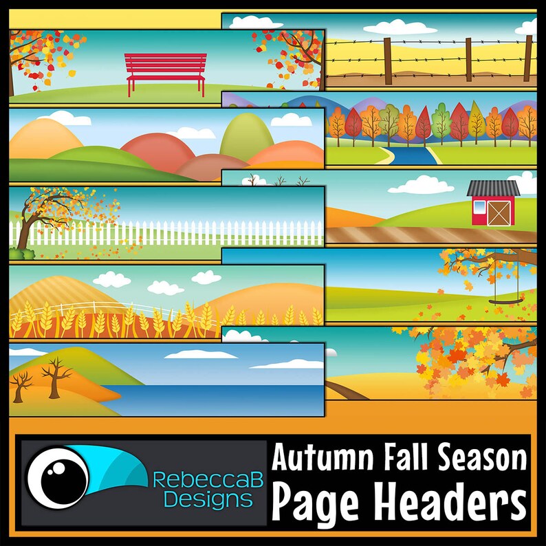 Season Page Headers Clip Art Bundle Seasonal Headers Clip - Etsy
