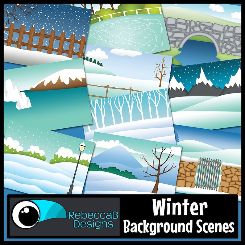 Winter Background Scenes Clip Art, Winter Landscape Clip Art, Winter ...