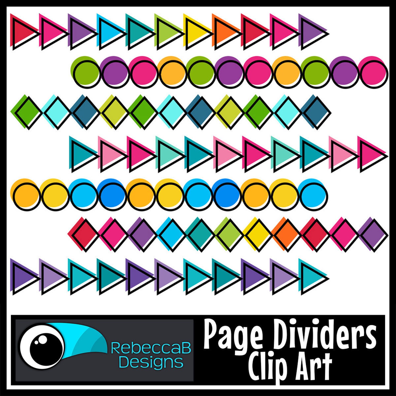 Page or Text Dividers Clip Art, Border Dividers, Colorful Page Dividers ...