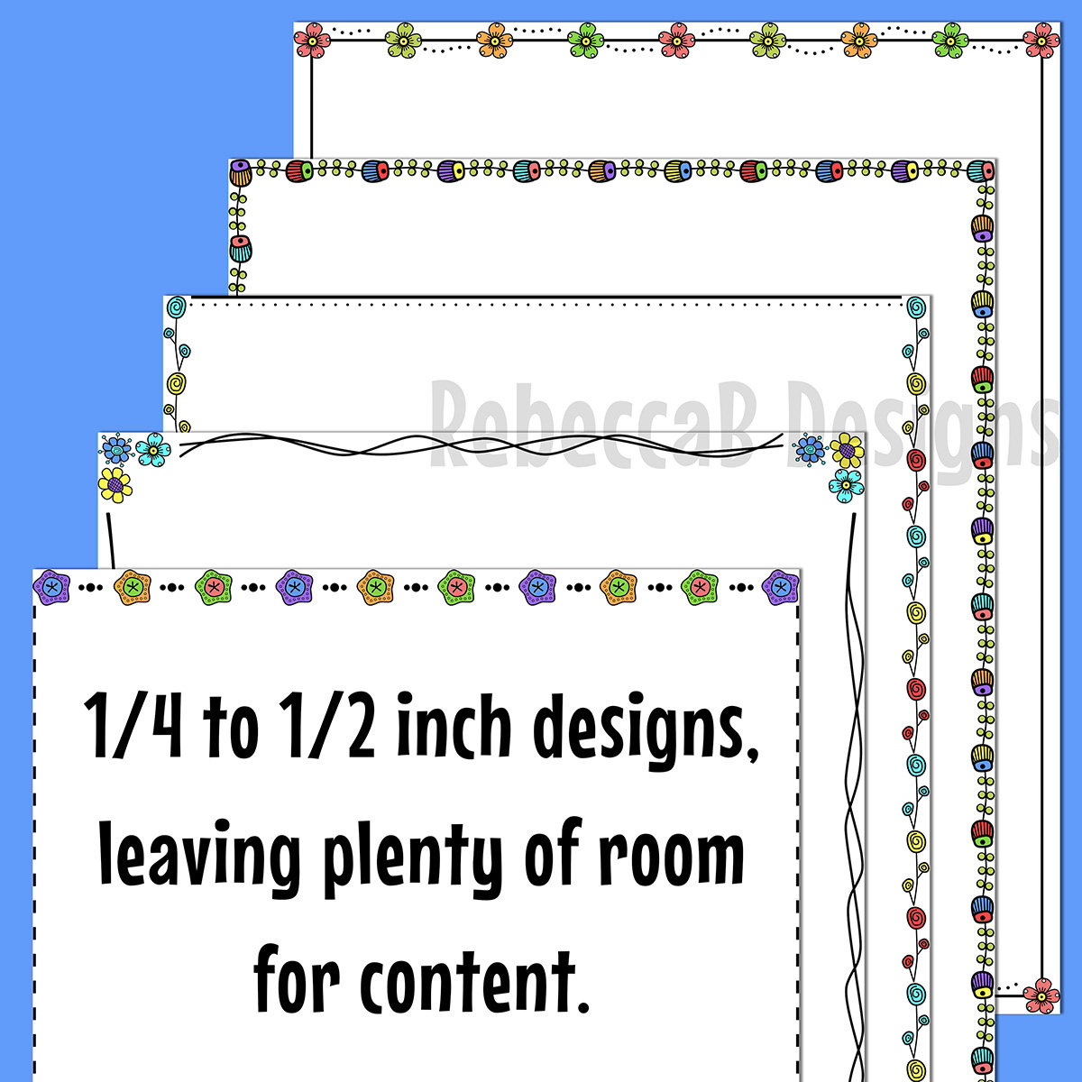 Spring Season Colored Doodle Borders Clip Art, Spring Border Frames ...