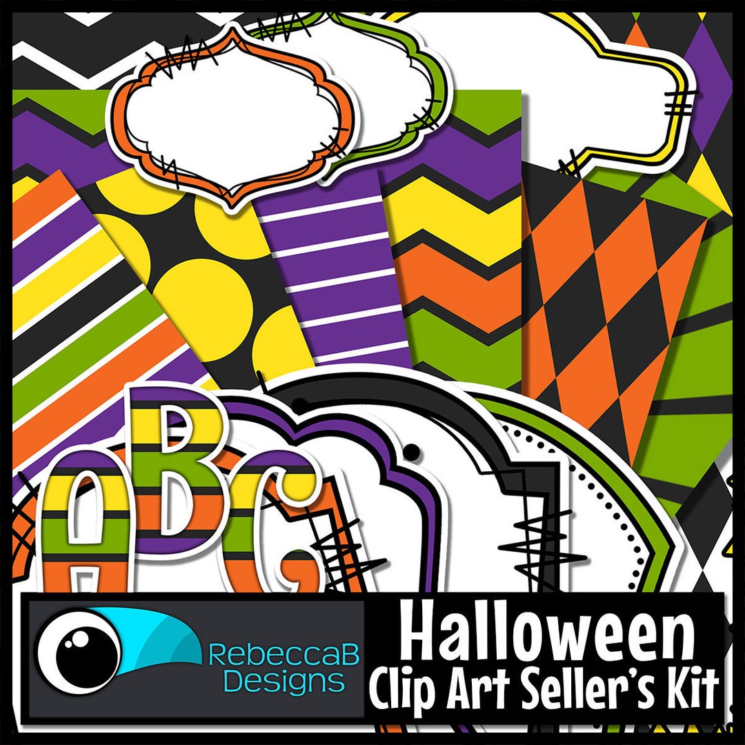 Halloween Clip Art Seller's Kit, Halloween Clip Art, Backgrounds, Text ...