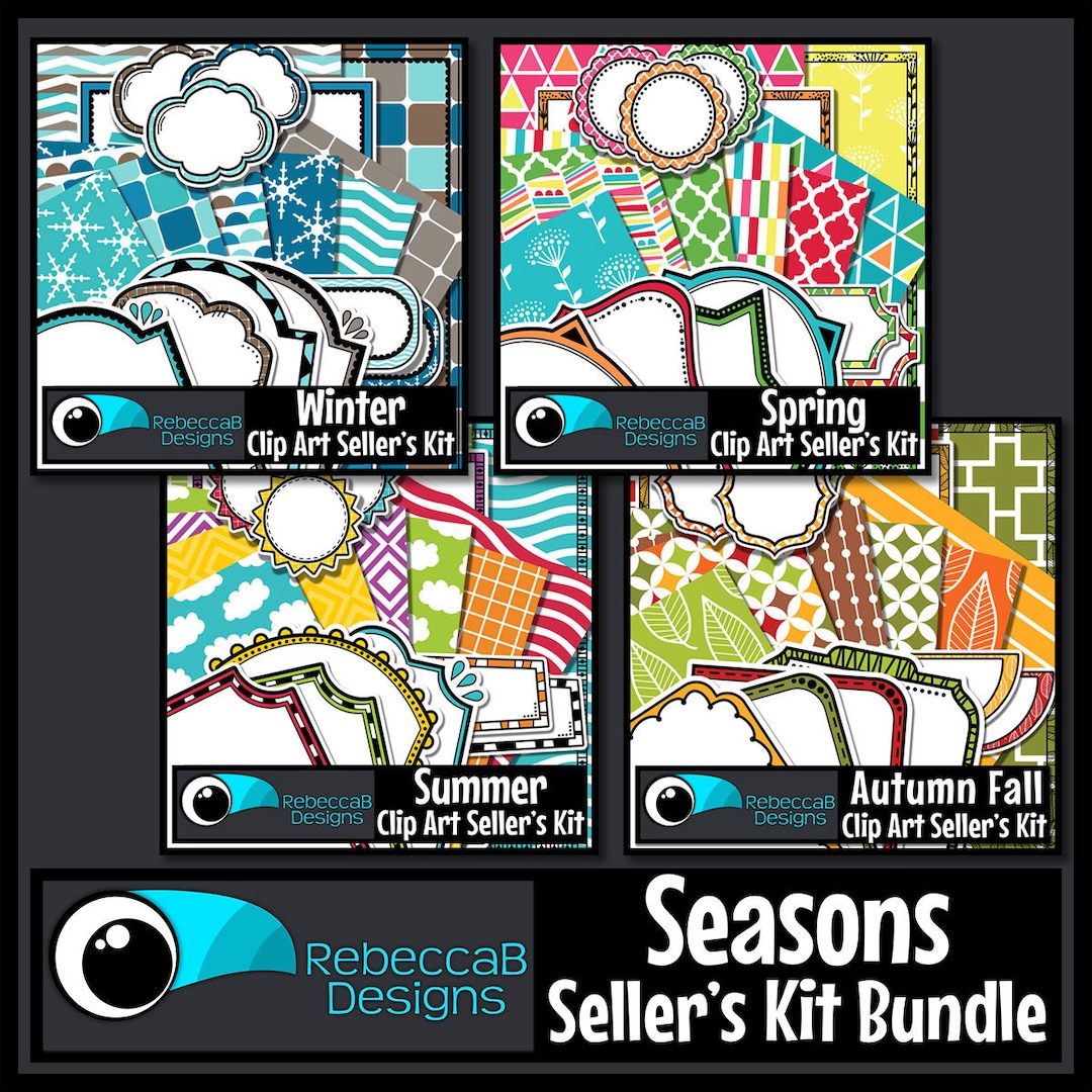 Seasons Clip Art Seller's Kit Bundle, Winter, Summer, Spring, Autumn ...