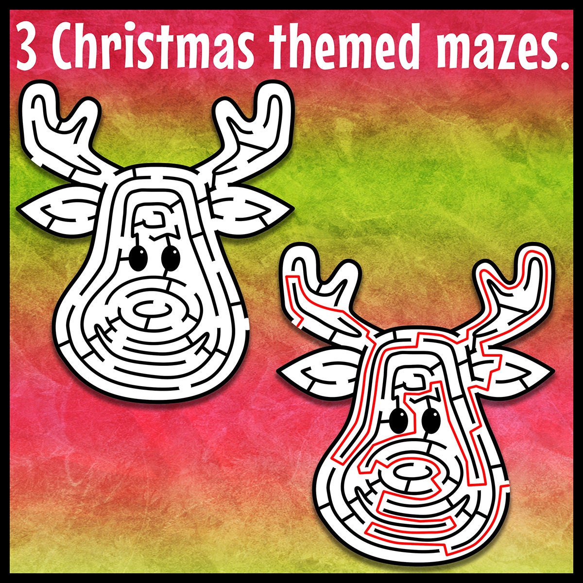 Christmas Maze Clip Art Set 3, Christmas Clip Art, Mazes With Solutions ...