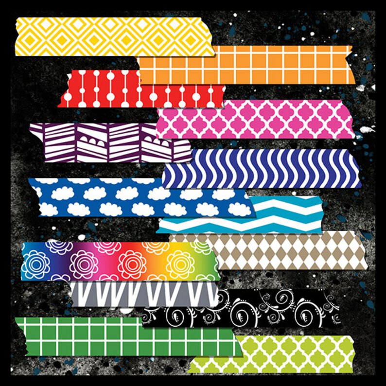Washi Tape Clip Art Set 2, Washi Tape Clip Art, Washi Tape, Patterned ...