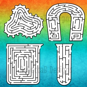 Science Maze Clip Art, Mazes and Solutions Clip Art, Shaped Maze Clip ...