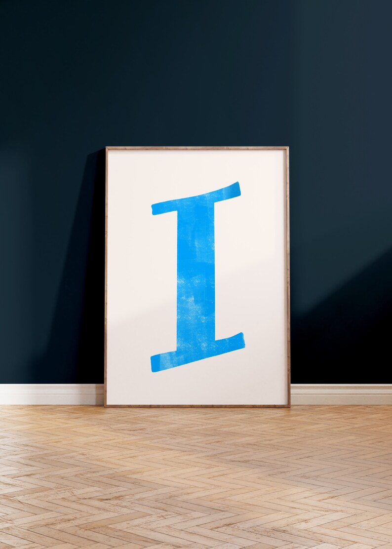 Capital Letter I Print | Kids Letter Wall Print | Monogram Nursery Art ...