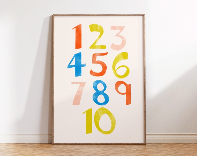 Numbers Poster, Numbers Print, Printable Educational Poster, Wall Art ...