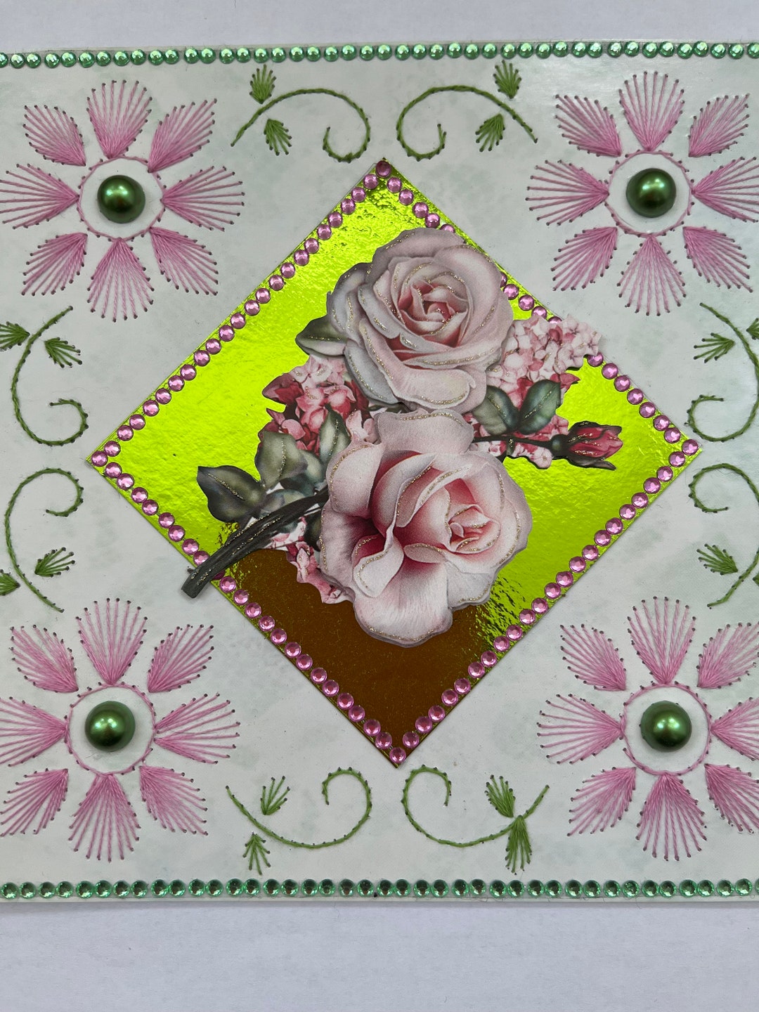Thread Graphic Greeting or Birthday Card Hand Embroidered - Etsy UK