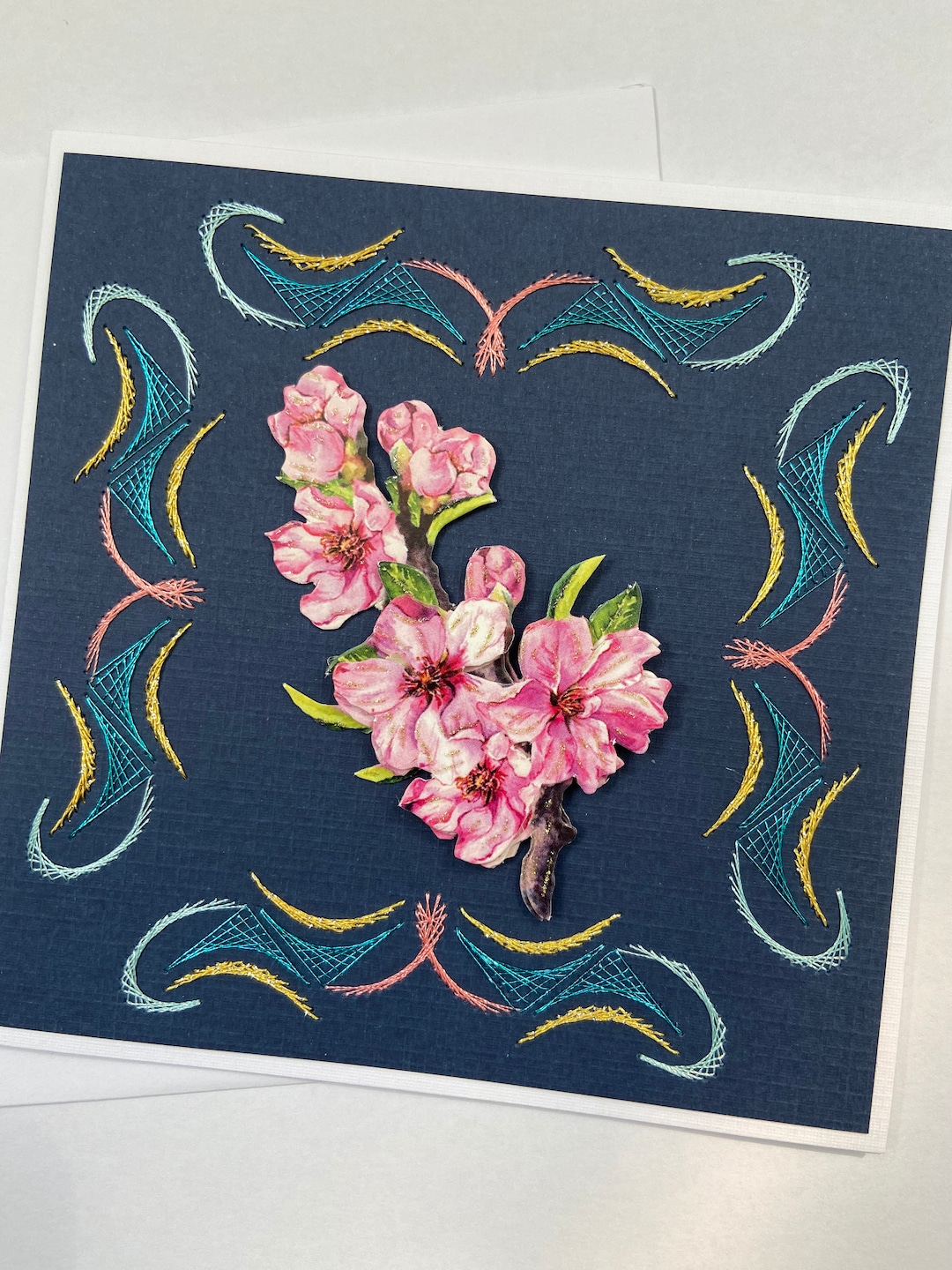 Thread Graphic Greeting or Birthday Card Hand Embroidered - Etsy