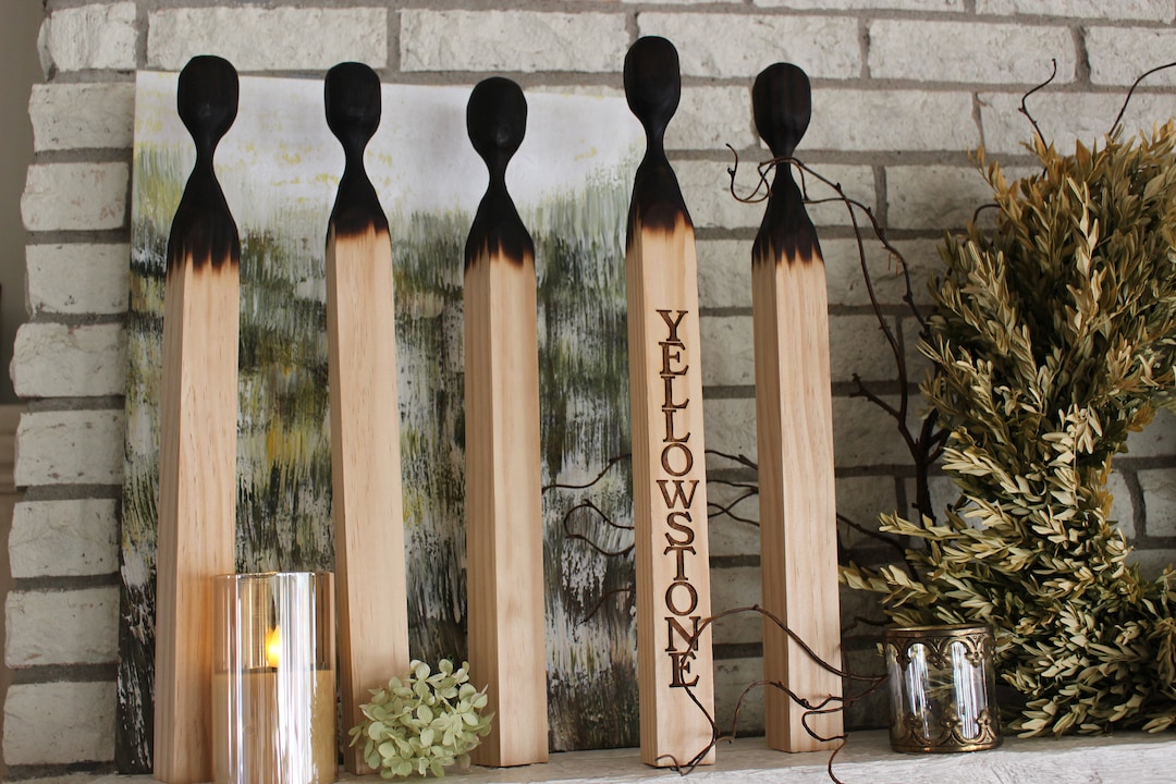 Custom Engraved Wooden Matchstick Carving | Rustic Cabin + Home Decor ...