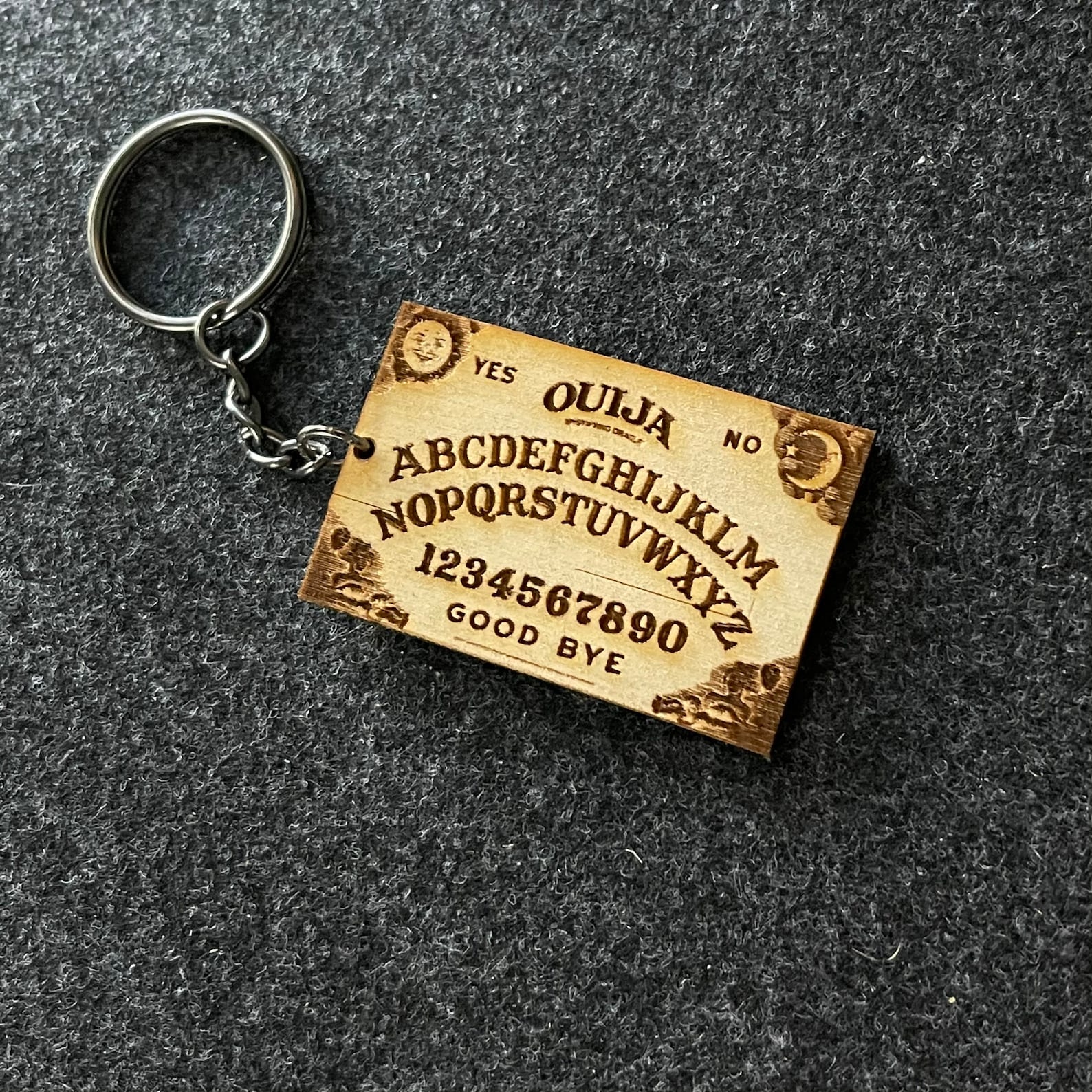 2” OUIJA Board Keychain Charm Cute Witchy Accessory Engraved Real Wood ...