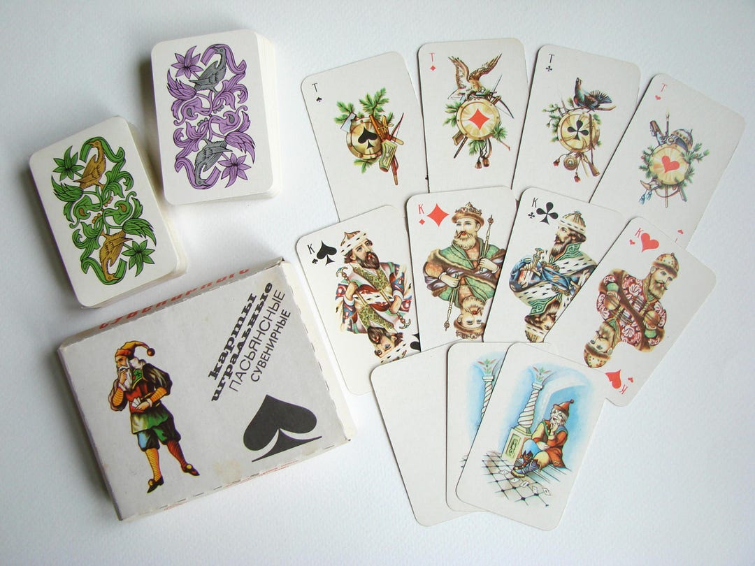 Vintage 90s Patience Playing Cards, Russian Style, Soviet Cards Game ...