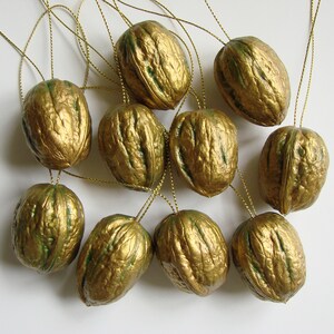 Golden and Silvery Nuts, 10 Pcs, Walnuts, Christmas Tree Ornament ...