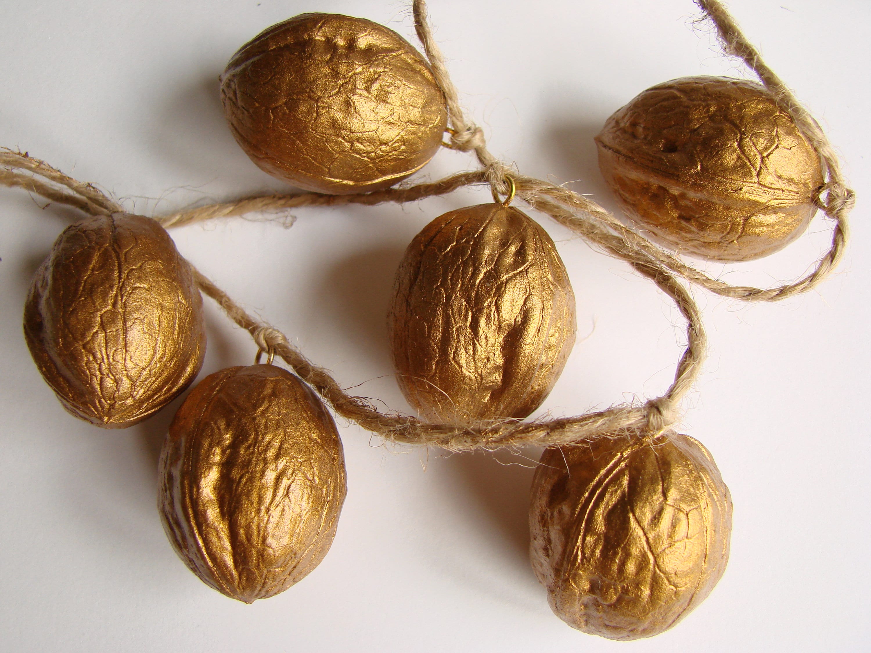 Golden Nuts Garland, Christmas Tree Ornament, Gold Walnuts, Wedding ...