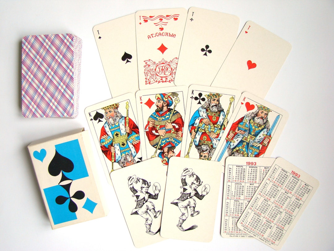 Vintage Playing Cards 90s, Russian Style, Soviet Cards Game, Rare Deck ...