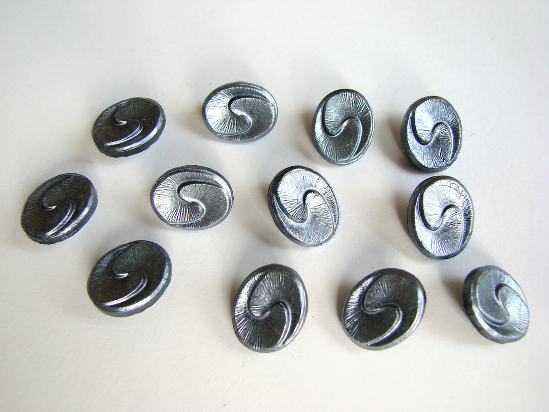 Vintage 70s Czech Glass Buttons by Jablonex, 12 Pcs, Opaque Black ...