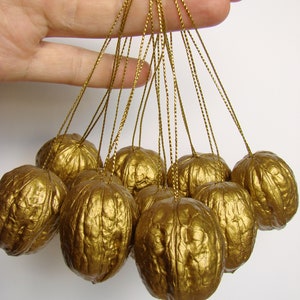 Golden and Silvery Nuts, 10 Pcs, Walnuts, Christmas Tree Ornament ...