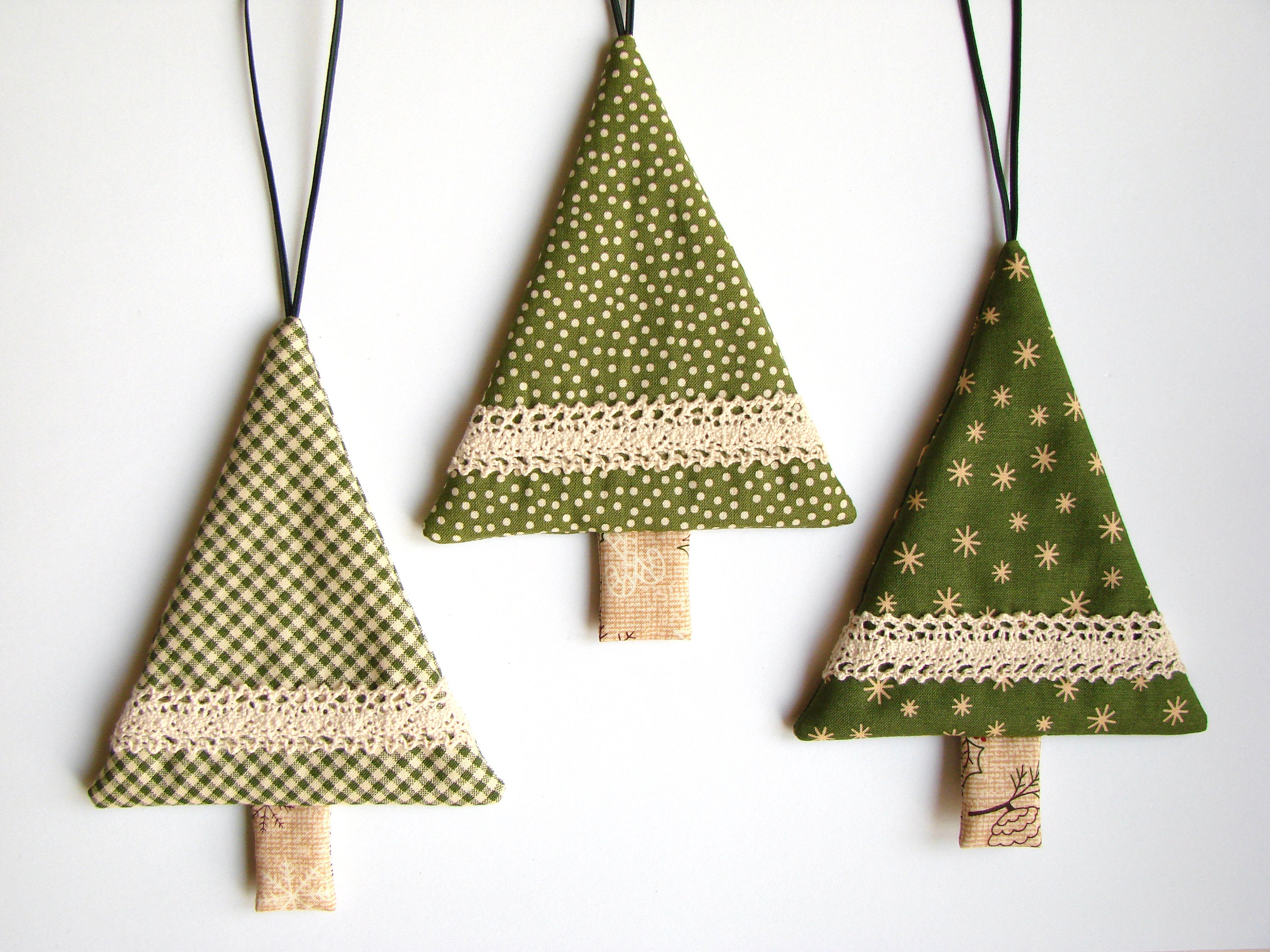 Hanging Fabric Christmas Tree Ornaments Set of 3 Party - Etsy