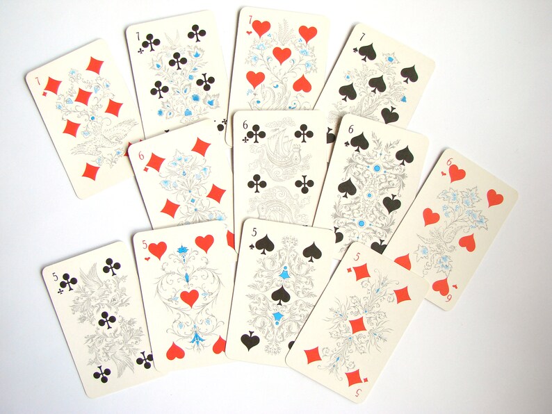 Vintage Playing Cards 90s White Palekh Russian Style - Etsy