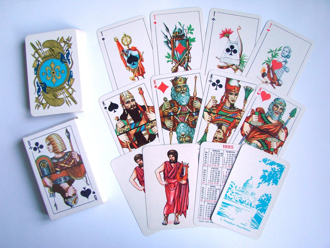 Vintage 90s Playing Cards, Historical Style, Russian Cards Game, Deck ...