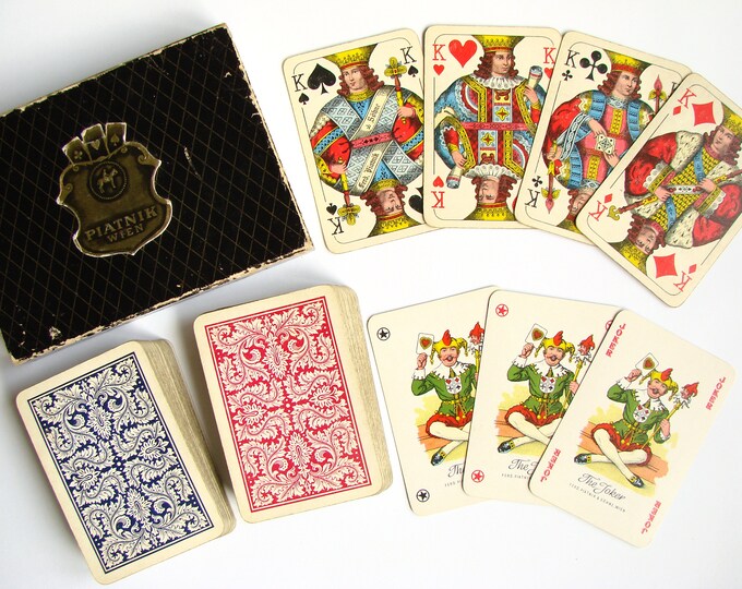 Vintage Playing Cards 70s by Piatnik, Double Decks of 55 Cards ...