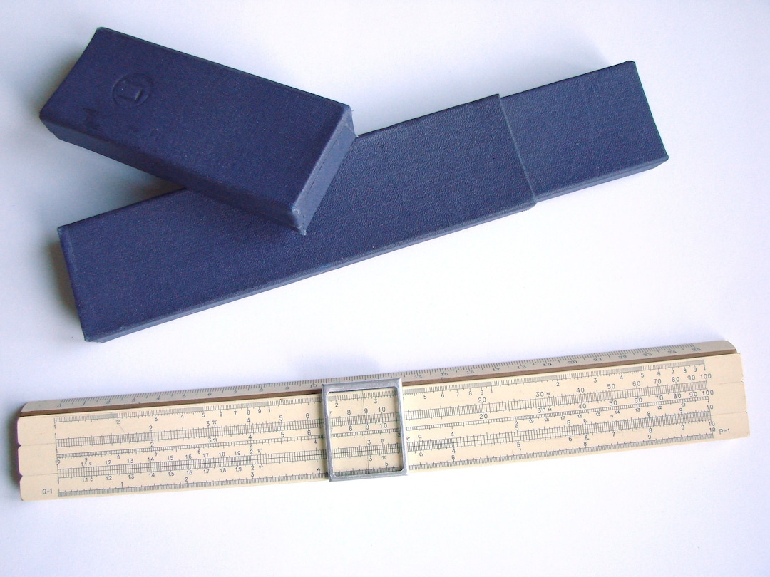 Vintage 60s Soviet Slide Rule, Logarithmic Ruler, Wooden Rule in Case ...