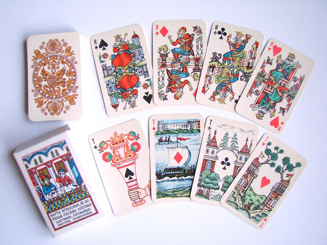 Vintage Playing Cards 90s, Soviet Cards Games, Russian Souvenir, Lubok ...