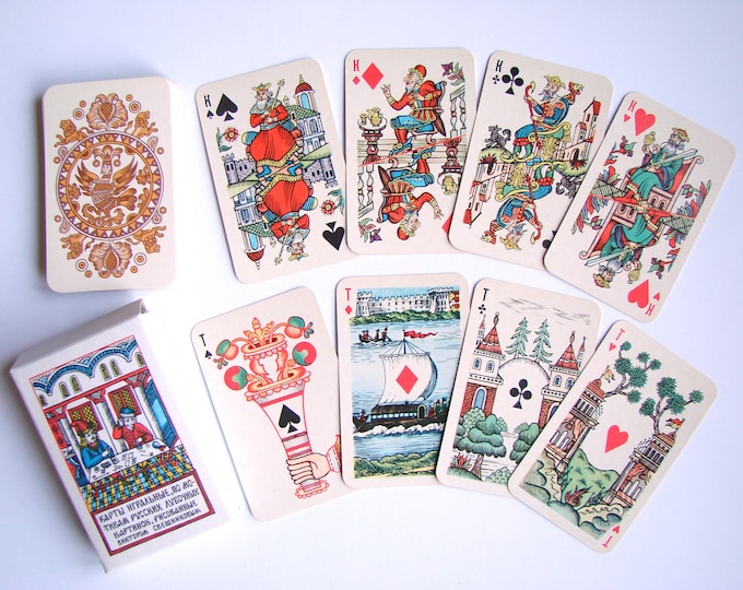 Vintage Playing Cards 90s, Soviet Cards Games, Russian Souvenir, Lubok ...