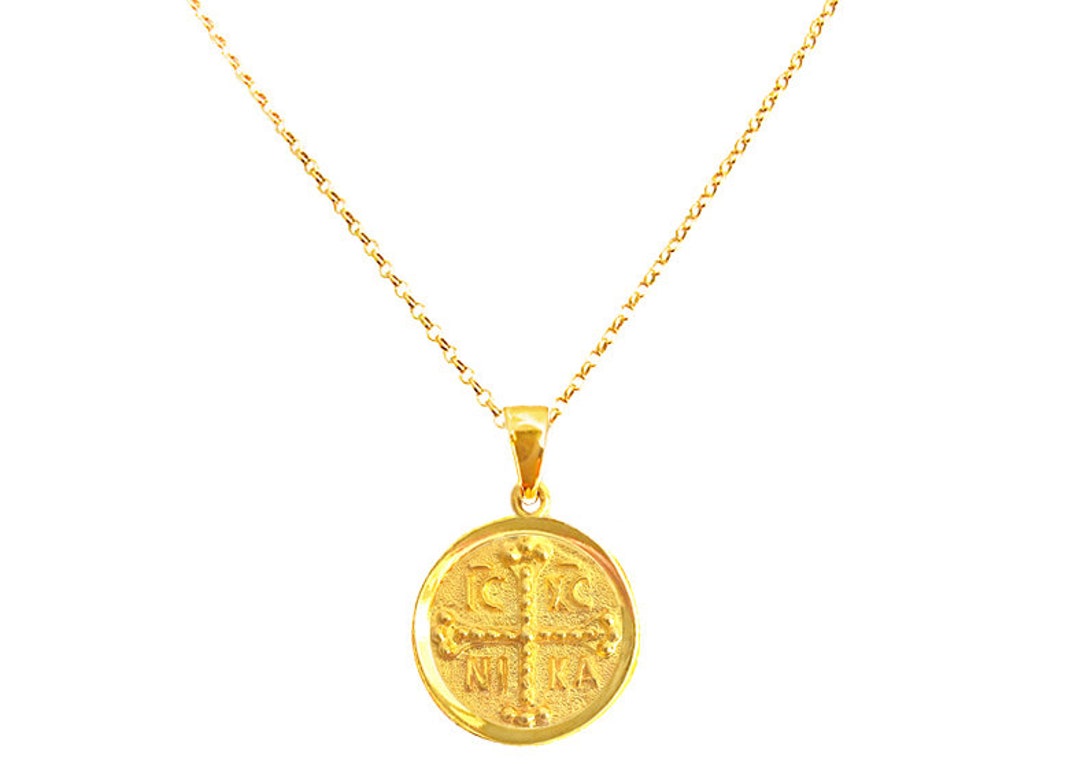 Greek Byzantine Coin 14K Solid Gold Pendant 'constantine' on Matching ...