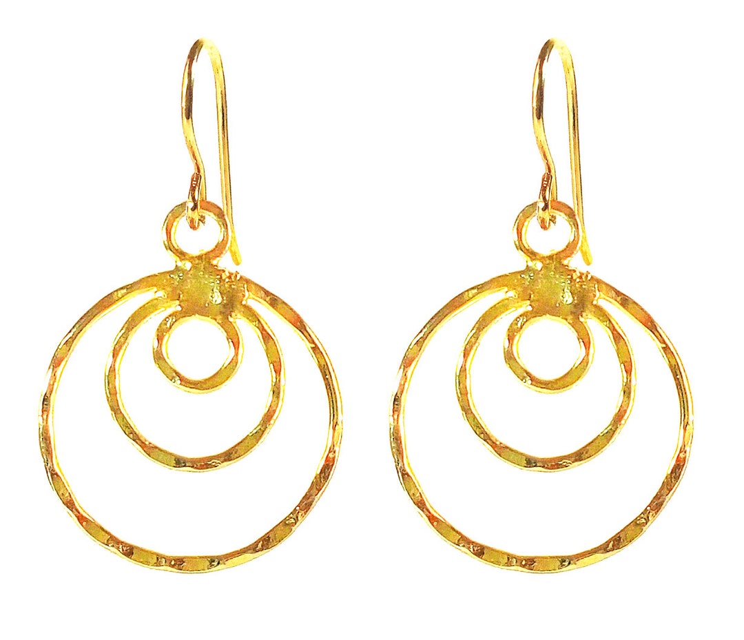 Greek Bronze 18K Gold Plated Earrings ‘kyklos’ by Ilios, Greek Earrings ...