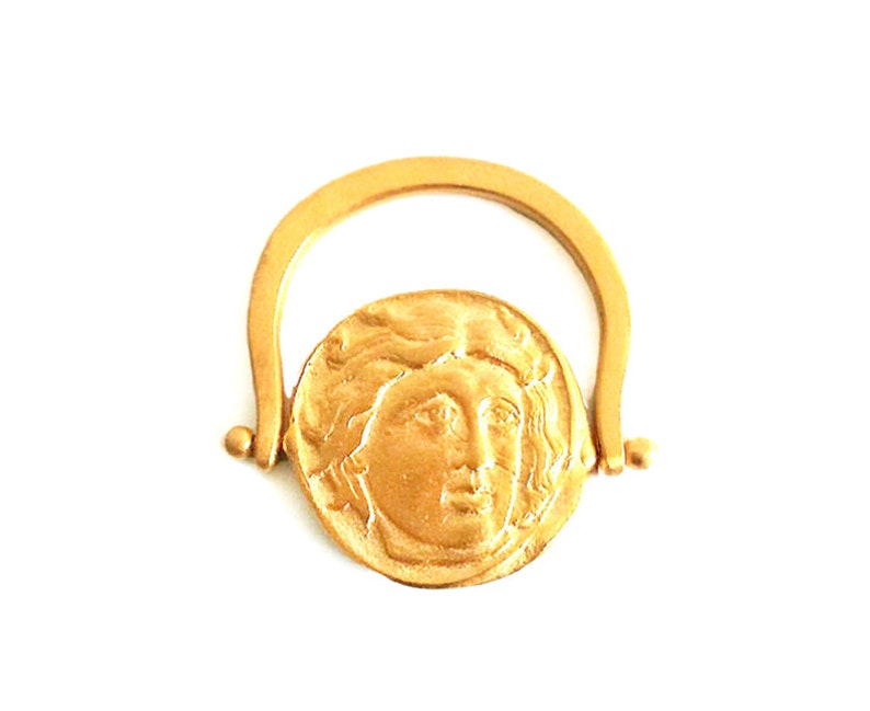 Greek Bronze Lyre Flip Ring With the Greek Sun God ‘helios’, Greek Ring ...
