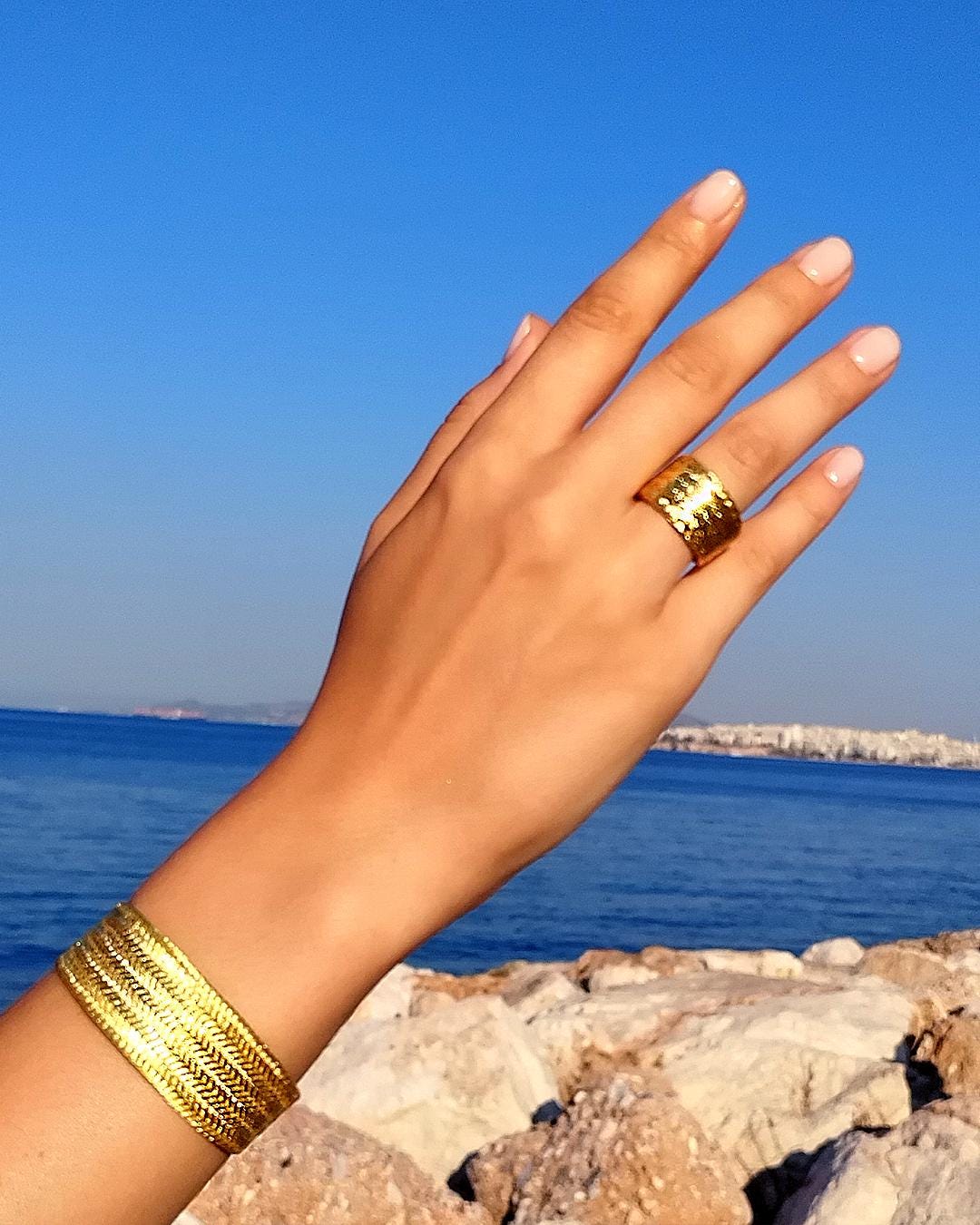 Grecian 'golden Age' Ring in 18K Gold-plated Bronze Weave by Ilios ...