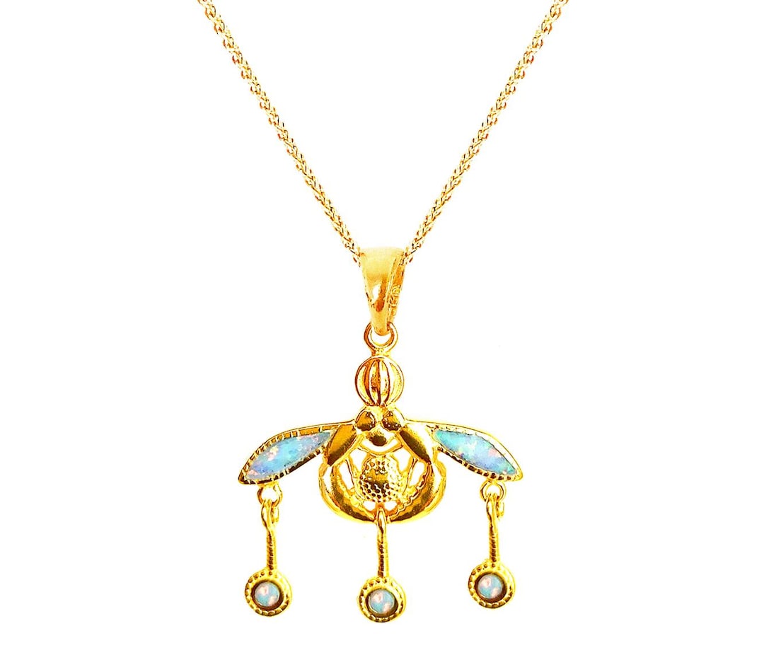 Ancient Greek Minoan Bees Pendant Mélissa in 24K Gold Vermeil, Minoan ...