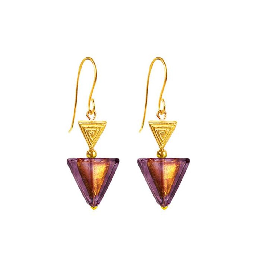 Greek Pyramid Earrings With Murano Glass ‘grecian Pyramid' by Ilios ...