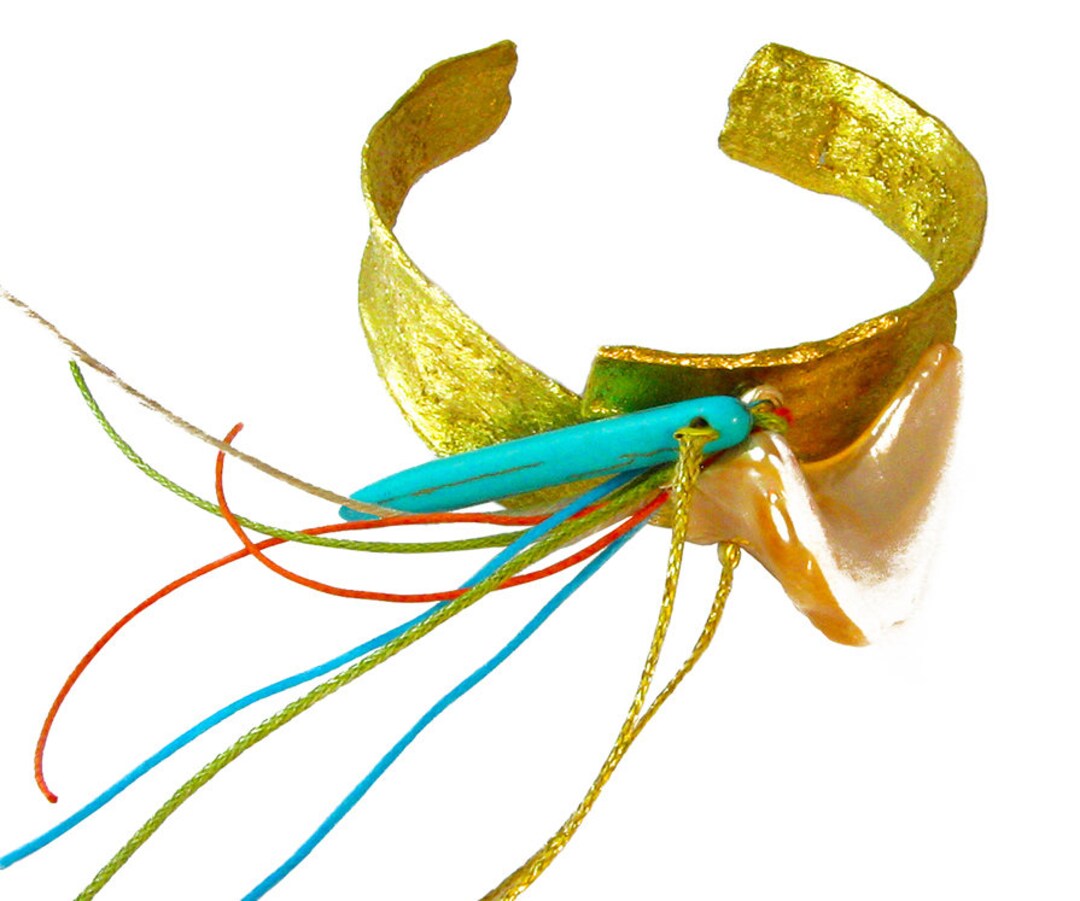 Greek Bronze Bracelet With Shell and Turquoise by Ilios, Greek Bracelet ...