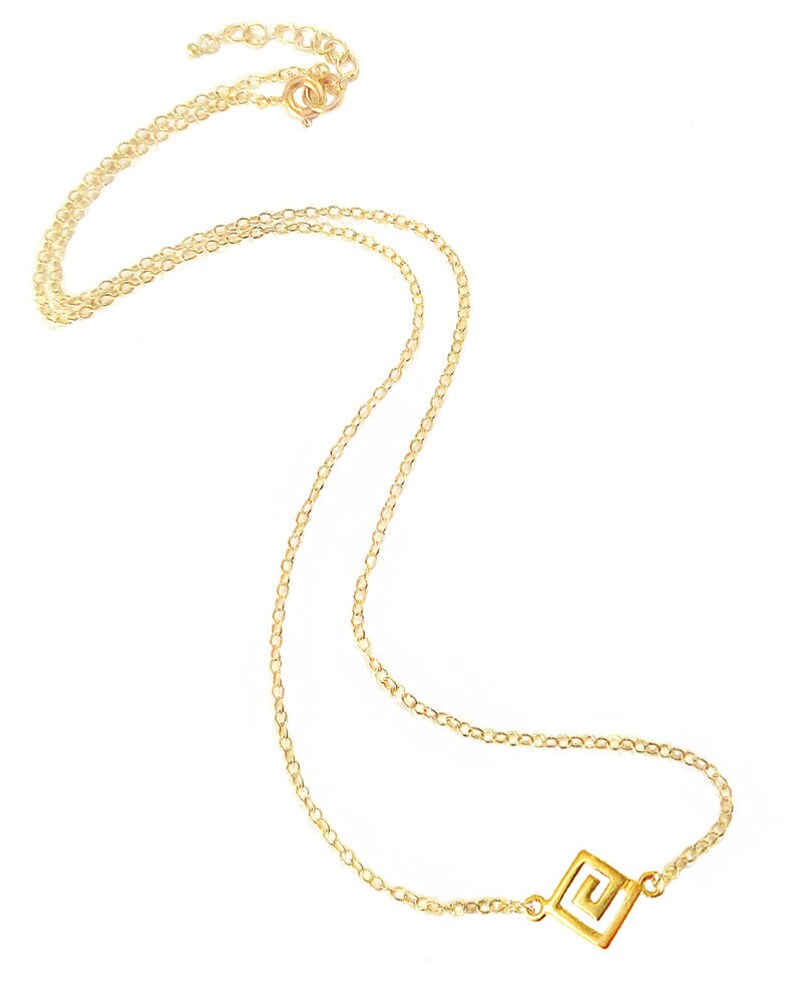 Greek Key Pendant Choker Meander by Ilios on 24K Gold Vermeil Chain or ...