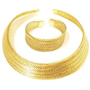 Grecian 'golden Age' Choker in 18K Gold-plated Bronze Weave by Ilios ...