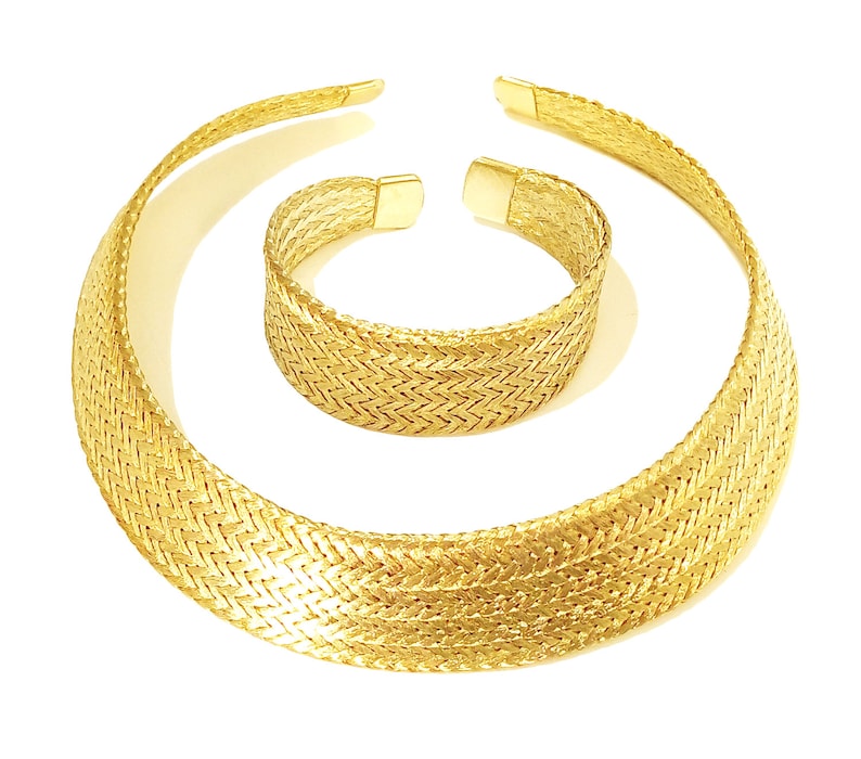 Grecian 'golden Age' Choker in 18K Gold-plated Bronze Weave by Ilios ...