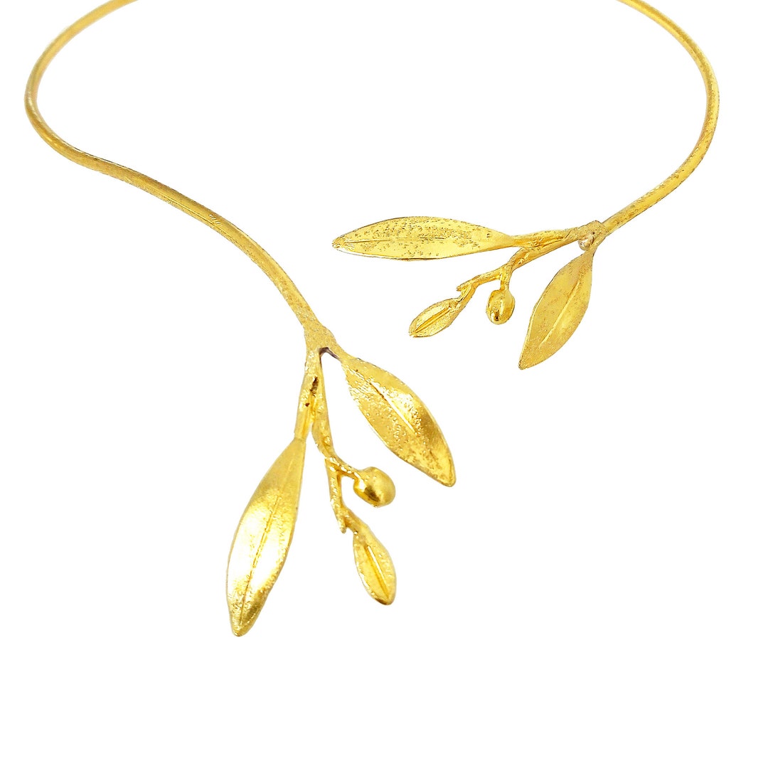 Greek Gold Olive Branch Necklace Elia by Ilios, Greek Jewelry, Greek ...