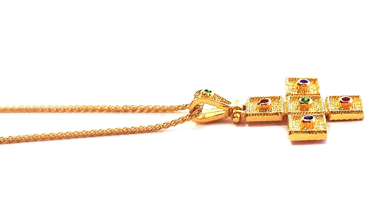 Greek Byzantine Cross With Crystals on Matching Chain by Ilios ...