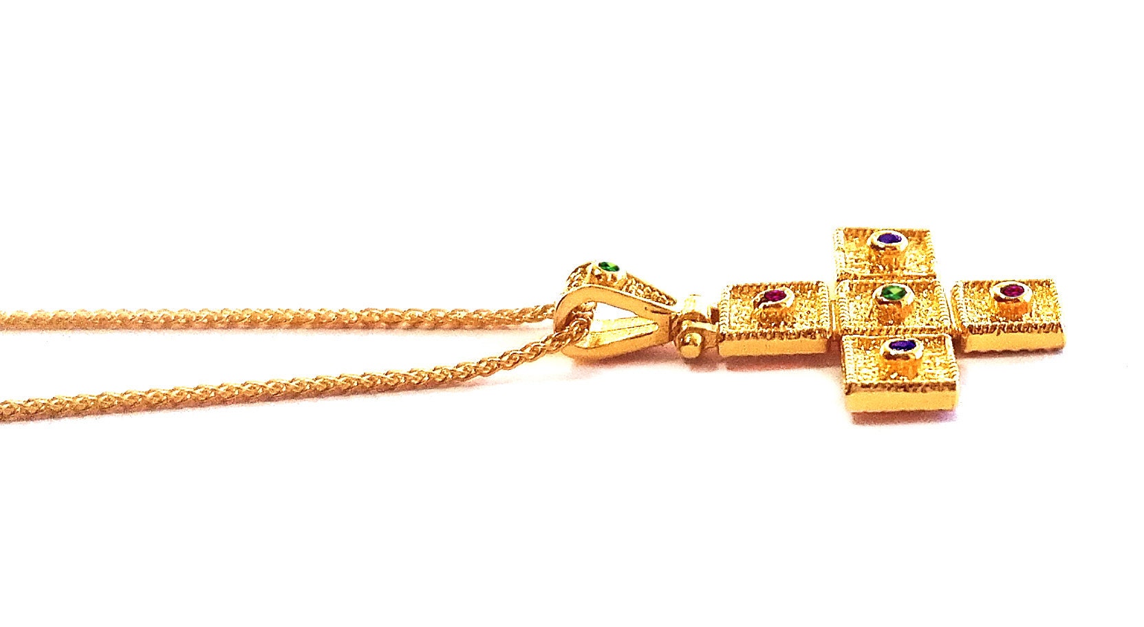Greek Byzantine Cross With Crystals on Matching Chain by Ilios ...