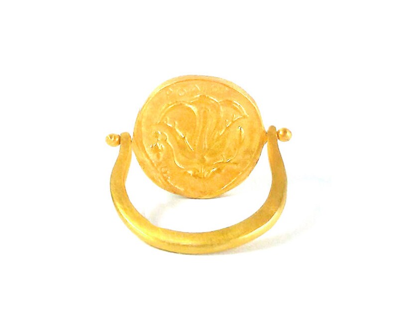 Greek Bronze Lyre Flip Ring With the Greek Sun God ‘helios’, Greek Ring ...