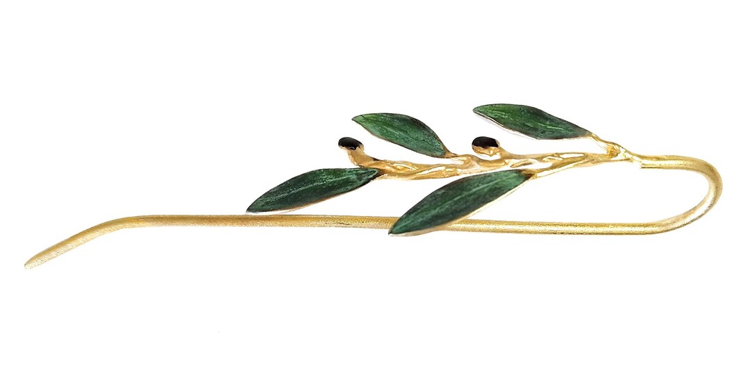 Greek Olive Branch Hairpin 'elia' Four Leaf by Ilios, Greek Hairpin ...