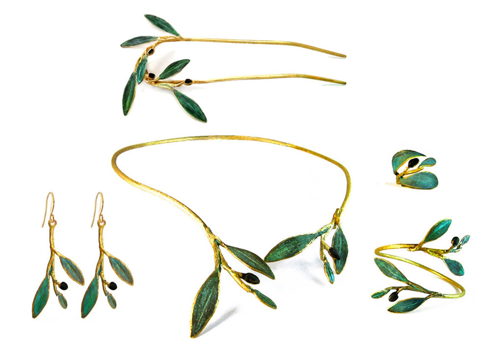 Greek Olive Branch Hairpin 'elia' Double Prong by Ilios, Greek Hairpin ...