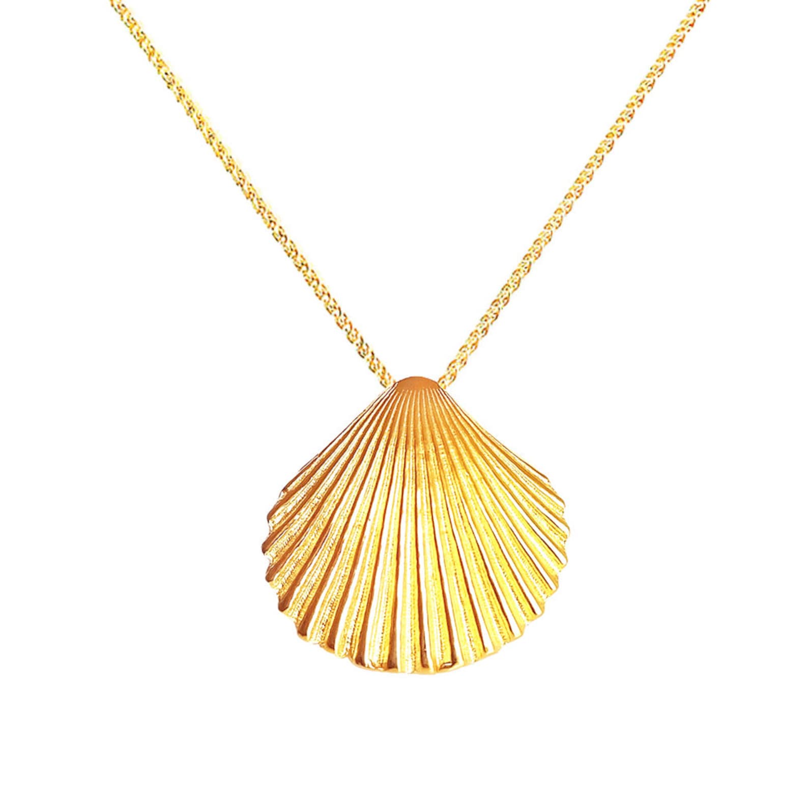 Gold Scallop Shell Pendant Necklace by Ilios, Greek Necklace, Greek ...
