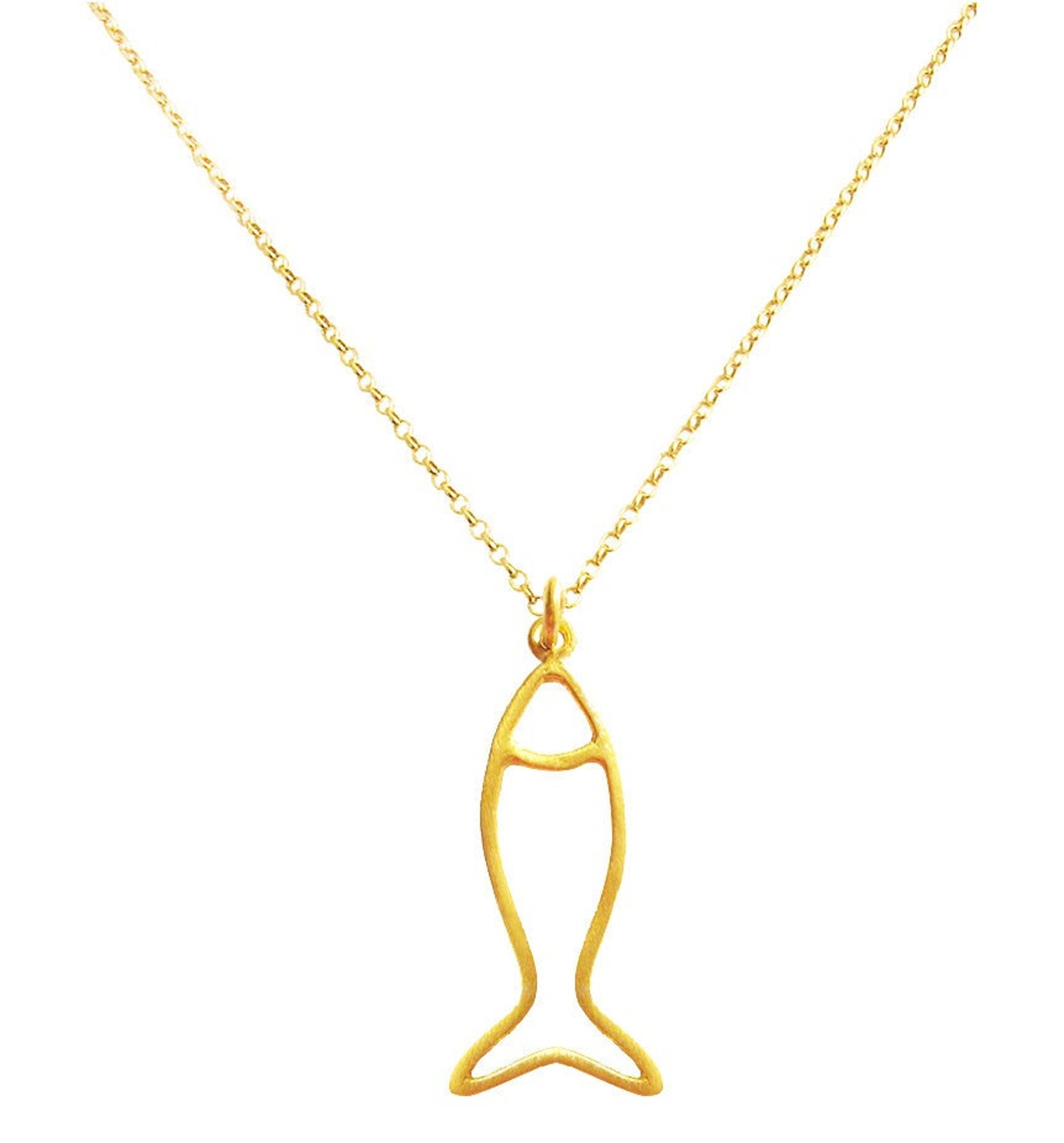 Fish Pendant Necklace 24K Gold Vermeil or Sterling Silver, Fish Charm ...